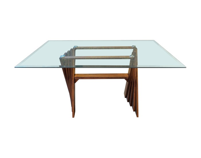 MESA DE COMEDOR FLORENCE DE CRISTAL CON BASE DE MADERA (160×110×78cm ...